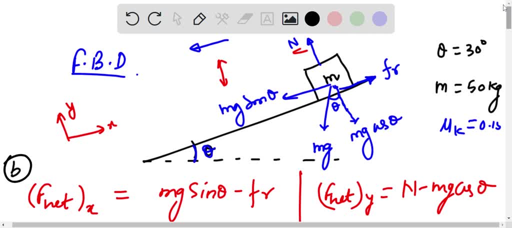 SOLVED: A 50kg block slides down a ramp angled at 30°. The coefficient ...