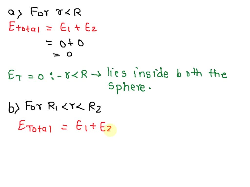 SOLVED: 2) The concentric spherical shells in the figure contain uniformly distributed charges ...