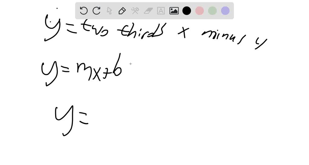 SOLVED: Which equations are equivalent to y = two-thirds x minus 4 when ...