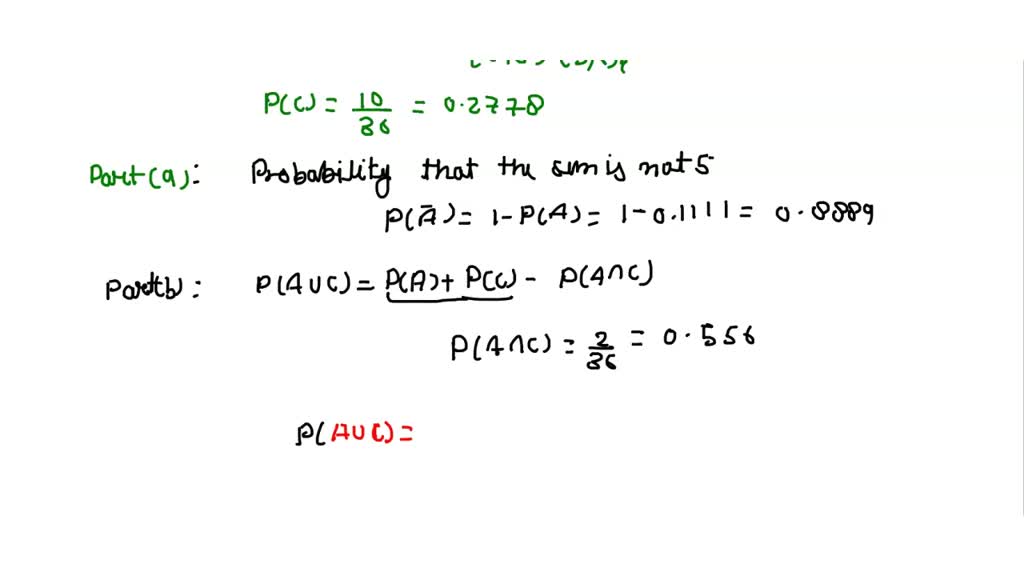 SOLVED: Problem 7. Point) Two fair dice are tossed, and the uppermost ...