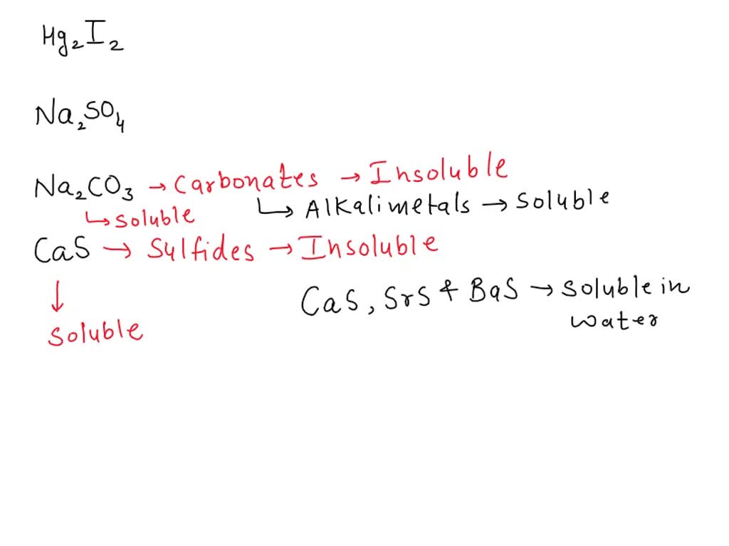 SOLVED: Which of the following compounds is insoluble in water? Hg2I2 ...