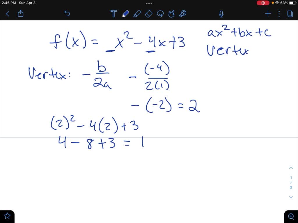 SOLVED: Find the vertex of the graph of each quadratic function. Determine whether the graph ...
