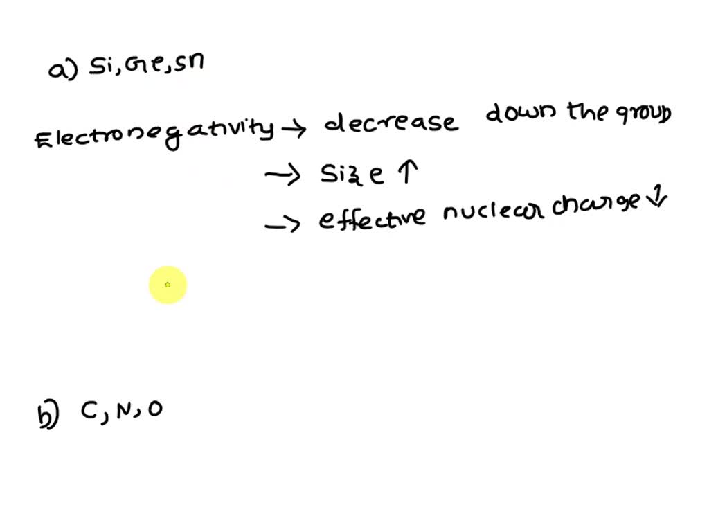 SOLVED: Predict the order of increasing electronegativity in each of ...