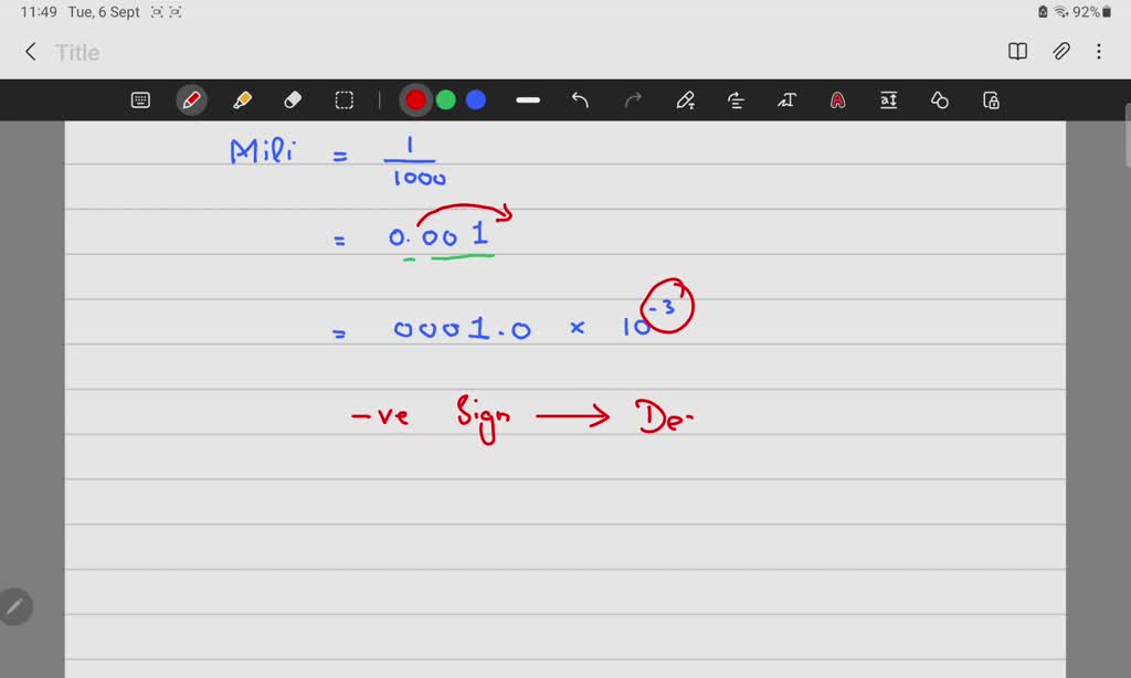 SOLVED: The prefix milli means 1/1000. In exponential form, it is ...