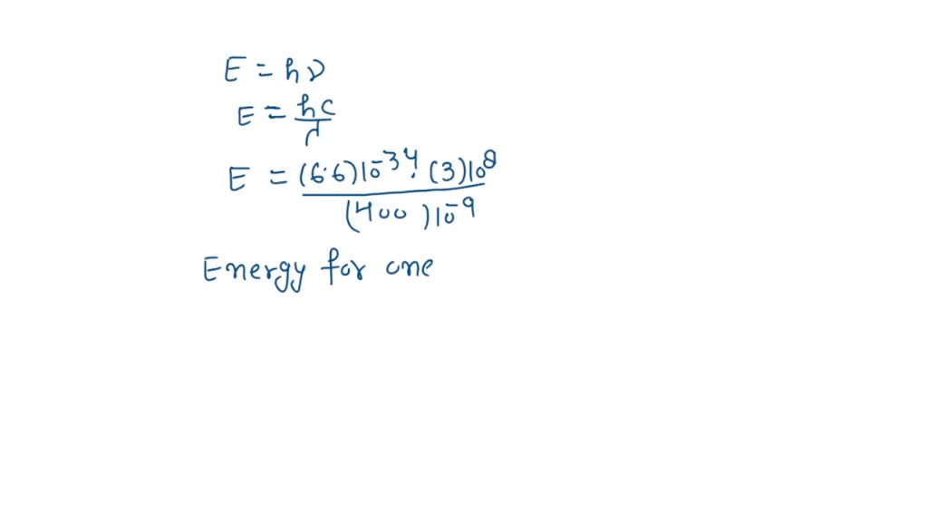 SOLVED: The energy in J/mol of a mole of a 400 nm wavelength photon is ...
