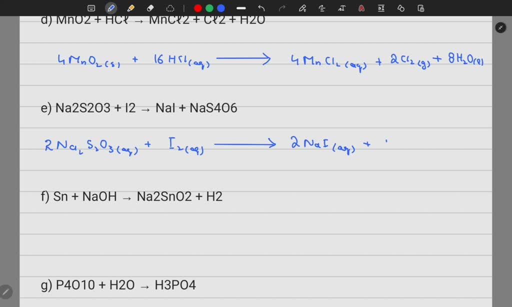 SOLVED: Balance the following reactions (phase labels are left out for ...