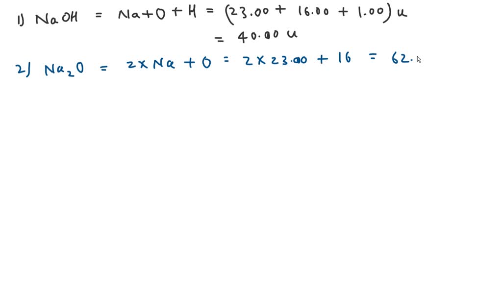 SOLVED: A compound was determined to have a formula mass of 40.00 u ...