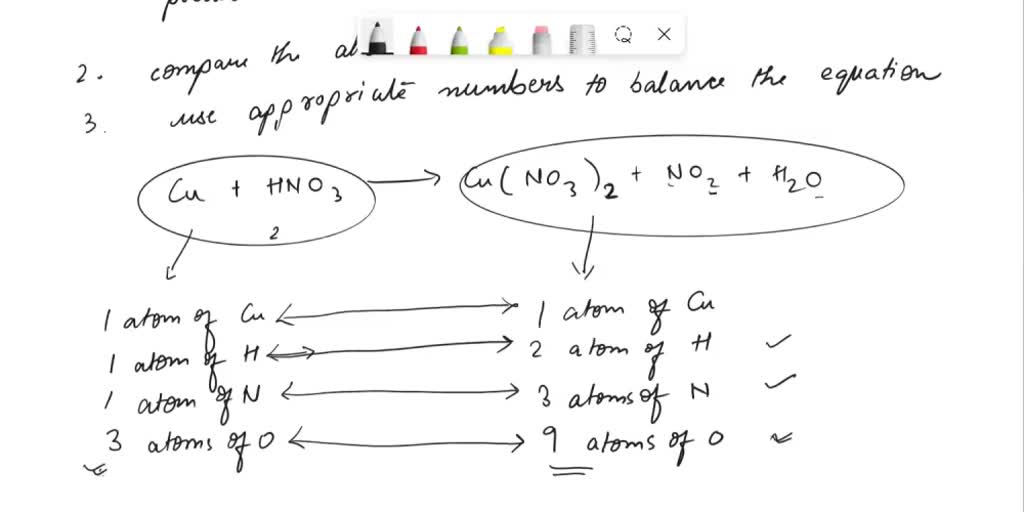 SOLVED: Cu + HNO3 â†’ NO2 + H2O + Cu(NO3)2. Balance the chemical equation.
