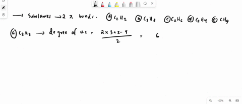 Which of the following substances contains two pi bonds c2h2...