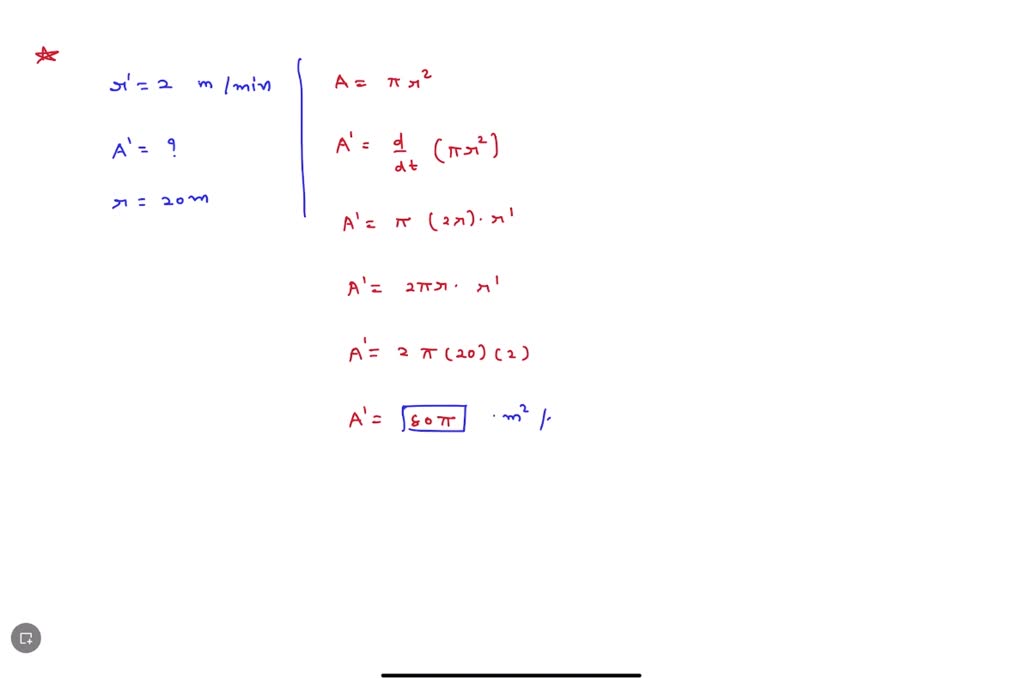 SOLVED: Problem 6 (10 points) The radius of a circular oil slick ...