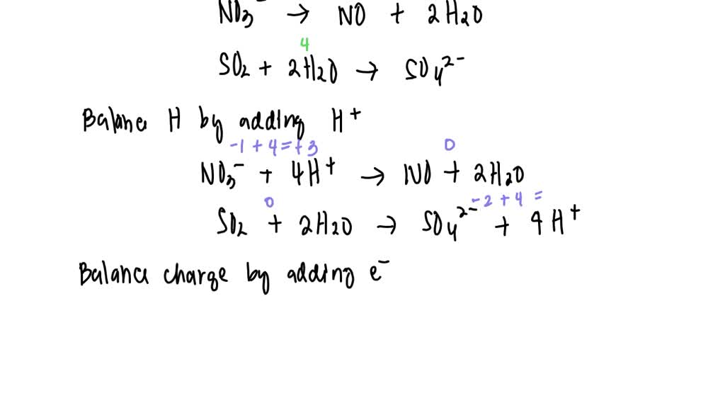 SOLVED: Balance the following reactions using the half-reaction method (4 x 2 = 8 marks). a) NO3 ...