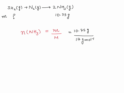 Ammonia gas can be produced by the reaction of nitrogen and...
