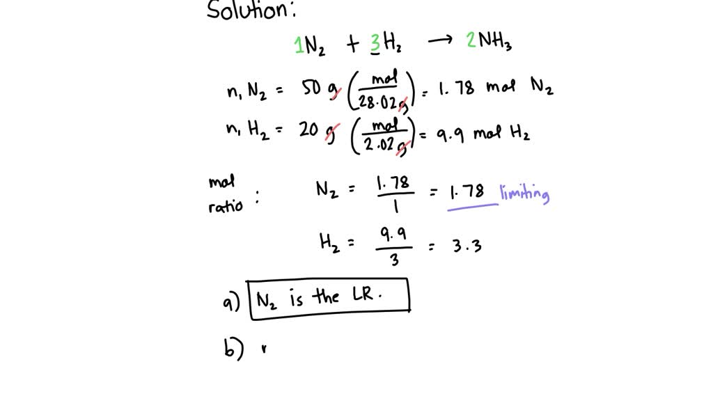 SOLVED: Find the limiting reagent and calculate the amount of product formed and reactant left ...