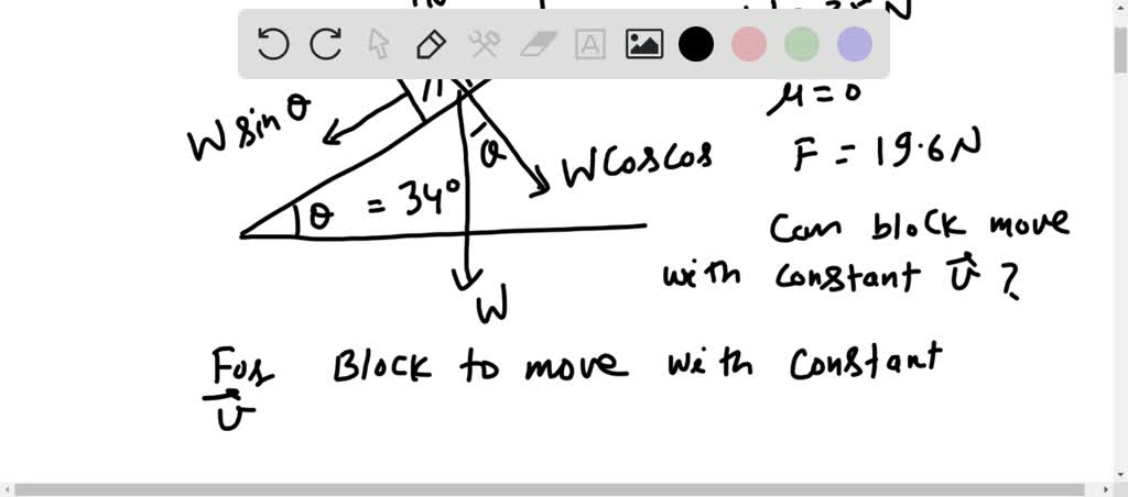SOLVED: Work on a Block Sliding Up a Frictionless Incline A block of weight w = 35.0 N sits on a ...