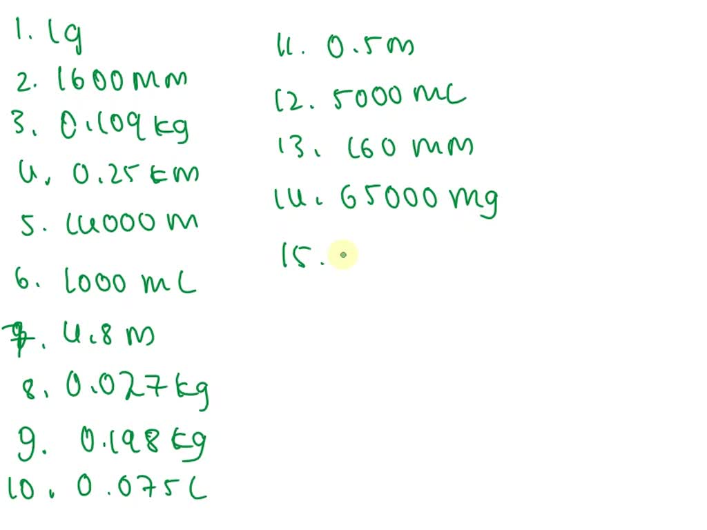 SOLVED: A Convert each of the following measurements or final ...