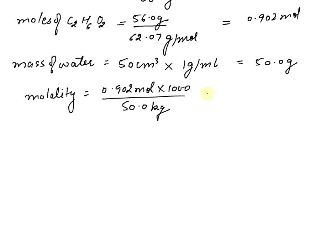 An antifreeze solution is prepared containing 50.0 cm3 of ethylene ...