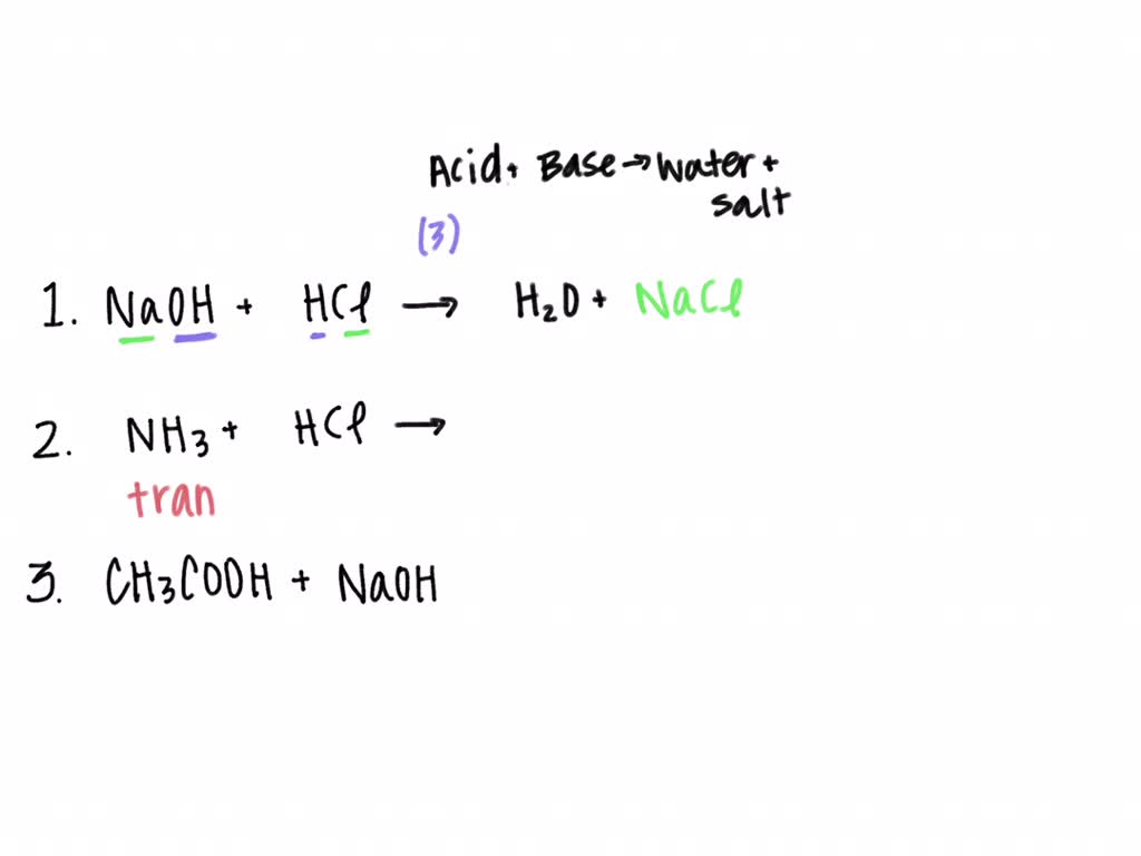 SOLVED: A. Write the chemical equations for the 3 neutralization ...