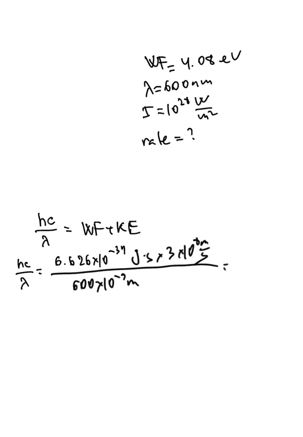 SOLVED: The work function of Aluminum is 4.08 eV. If an aluminum sheet ...