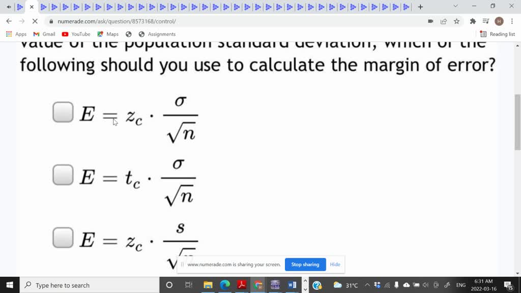 SOLVED: When estimating a population mean without knowing the value of ...