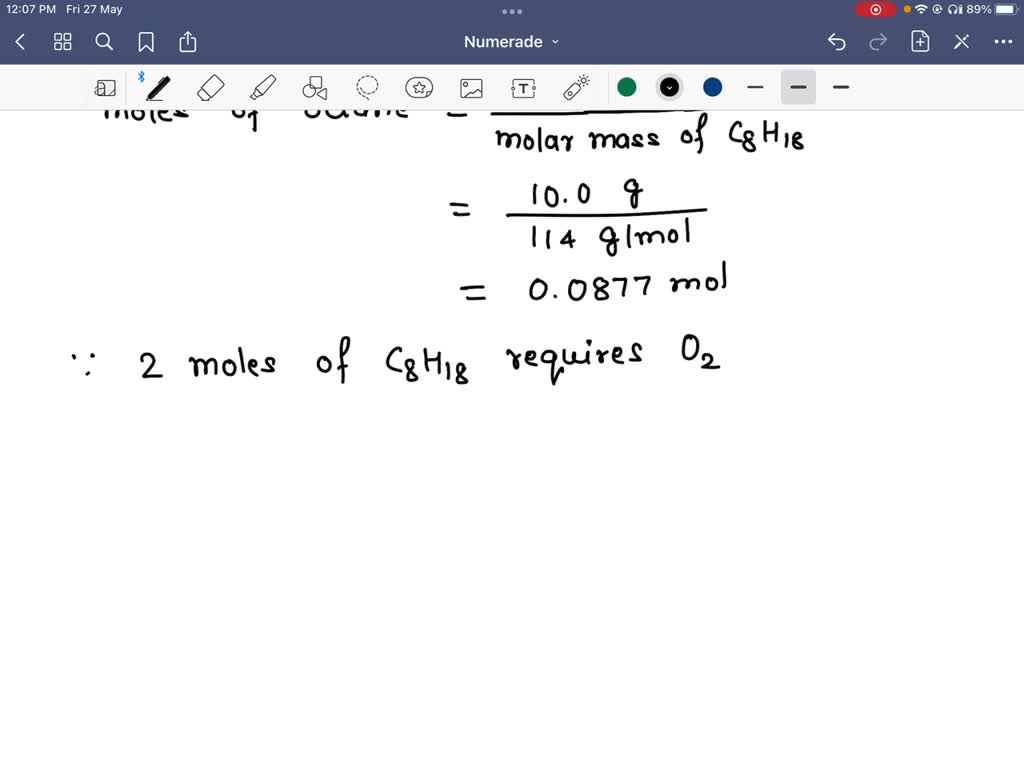 SOLVED: Consider the following reaction for the combustion of octane: 2 ...