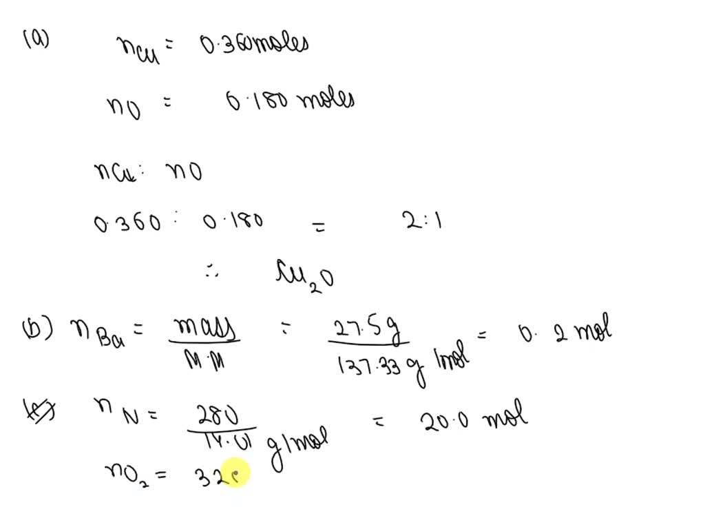 SOLVED: Determine the empirical formula of a compound containing 0.360 moles of copper and 0.180 ...