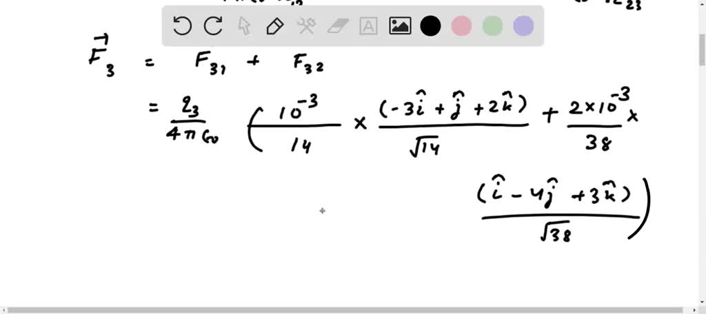Point charges 1 mC and 2 mC are located at (3, 2, -1) and (-1, -1, 4 ...
