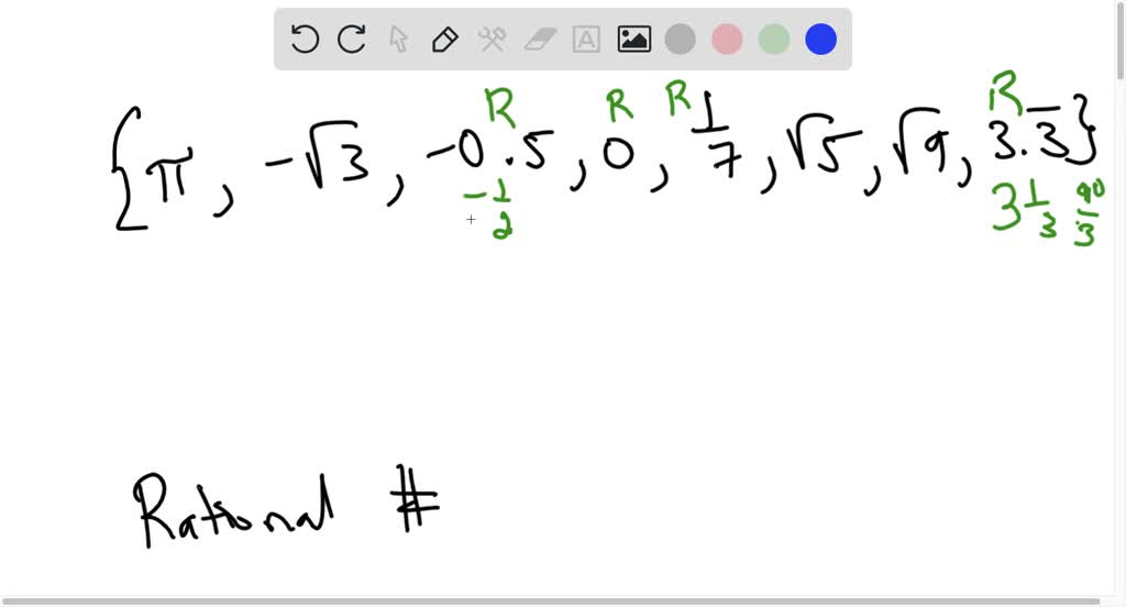 SOLVED: Consider the following set of real numbers: âˆš3, 0.5, 0, 7, âˆš5, 19, 3.3 Which of the ...
