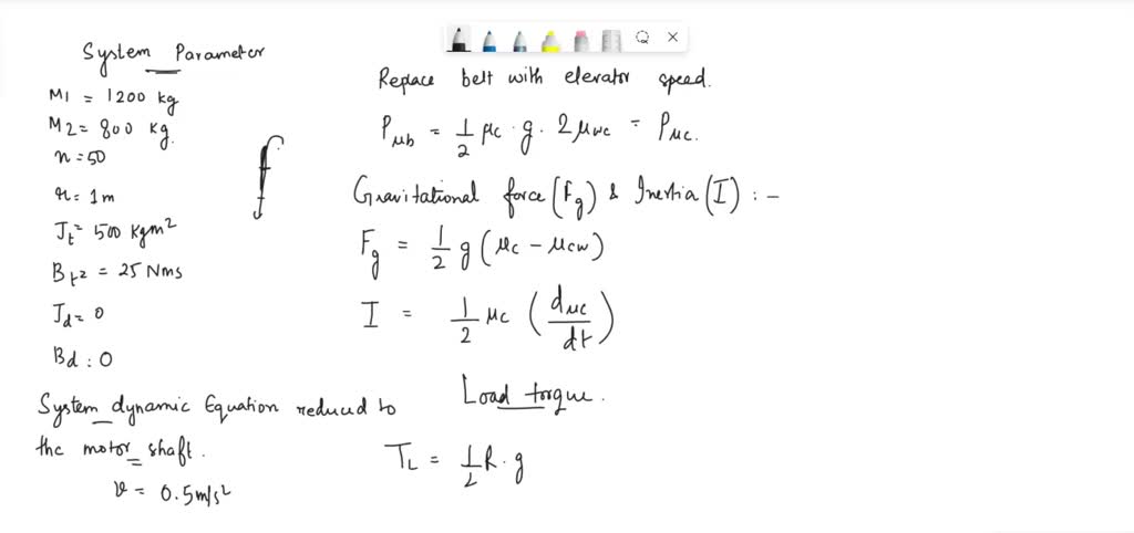 SOLVED: An elevator system is given as shown in the figure, with a ...