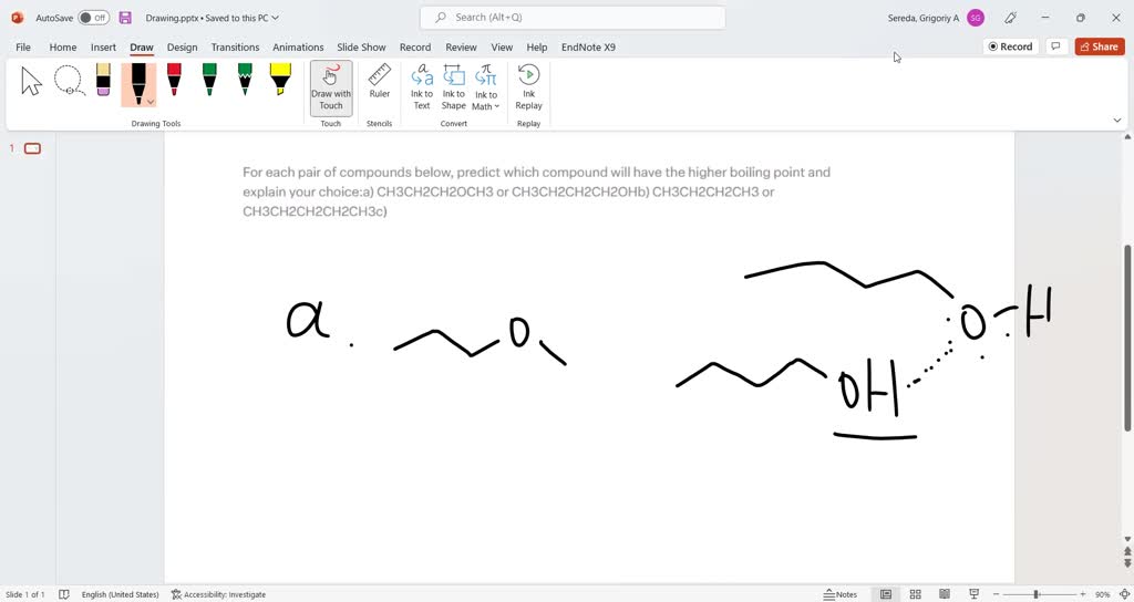 SOLVED: For each pair of compounds below, predict which compound will have the higher boiling ...