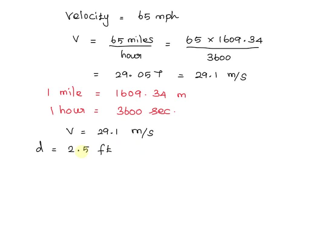 SOLVED: A car is moving at a rate of 65 mph, and the diameter of its ...