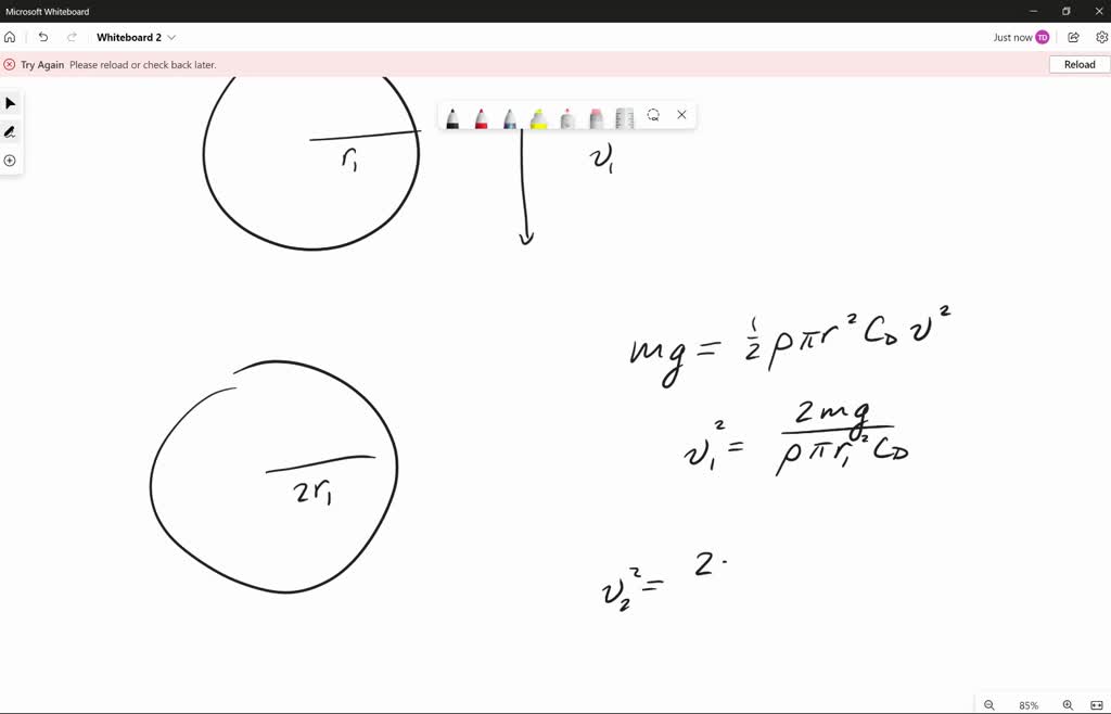 SOLVED: A solid sphere with radius r1 has a terminal speed in air of v1. What would be the ...
