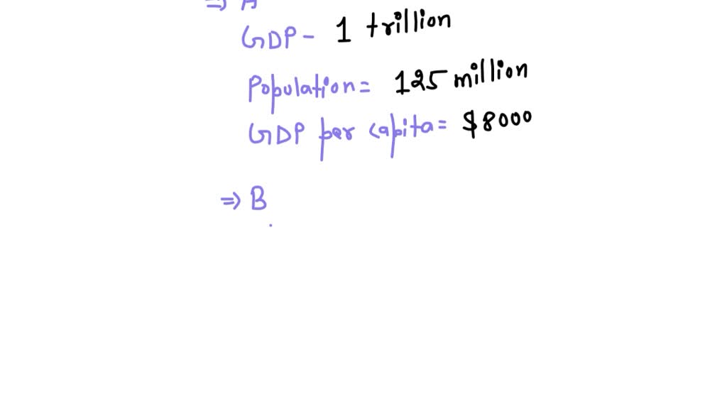 SOLVED: 4- Using the data below calculate GDP per capita For questions a, b, and c round to the ...