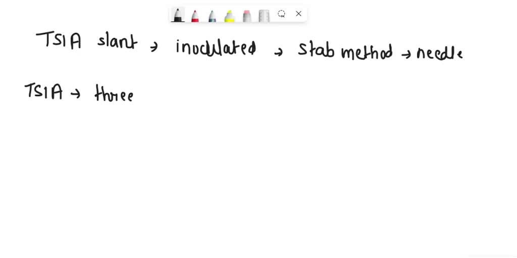 SOLVED: 4. The TSIA slant is inoculated using a stab-streak method with ...