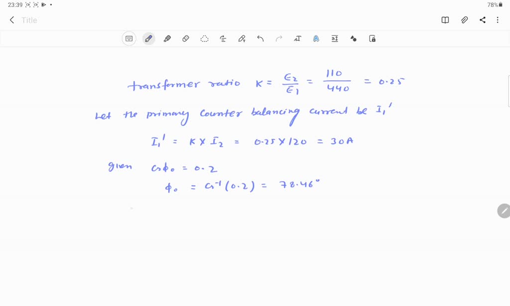 SOLVED: A single phase transformator is supplied at 500V and has equivalent resistance of 3 ...