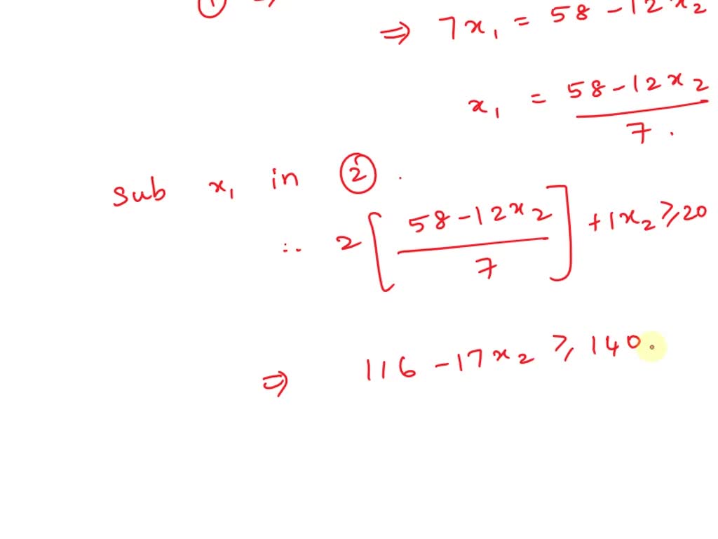 Solved Find The Values Of X1 And X2 Where The Following Two Constraints Intersect Negative 3557