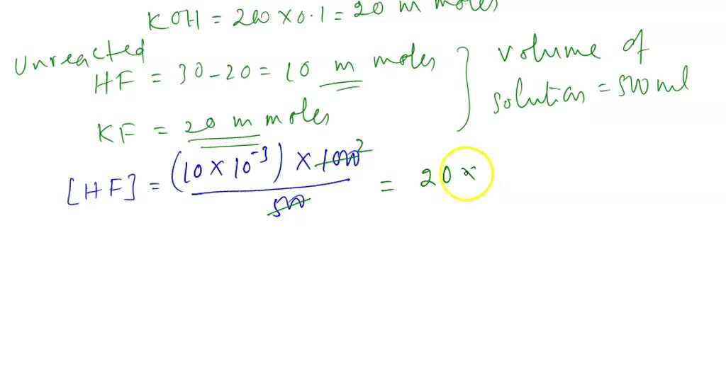 SOLVED: Calculate the pH of a solution prepared by mixing 300 mL of 0.10 M HF and 200 mL of 0.10 ...