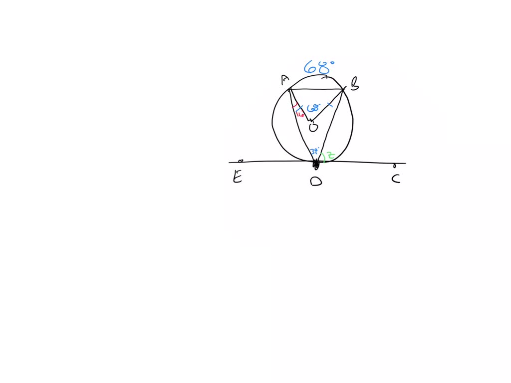 SOLVED: In the diagram below, O is the centre of the circle and EDC is a tangent to the circle ...