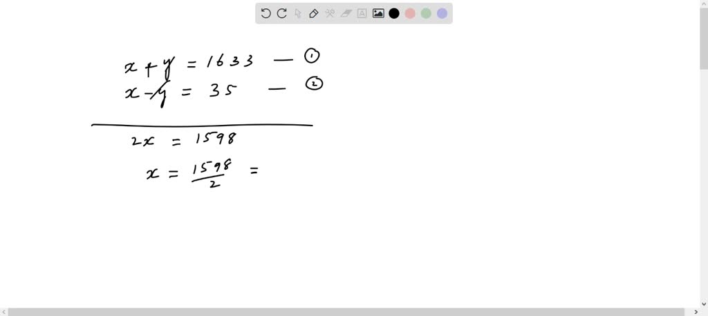 SOLVED: The sum of two numbers is 1633 and their difference is 35. Find ...
