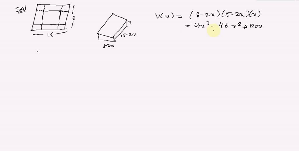 SOLVED: You are planning to make an open rectangular box from an 8-in ...