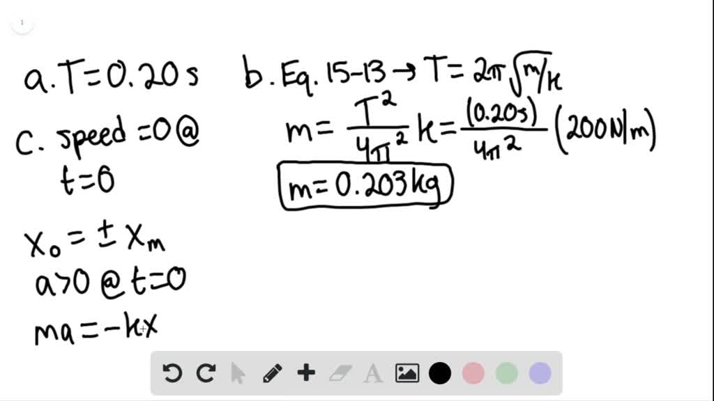 SOLVED: A simple harmonic oscillator consists of a block attached to a ...