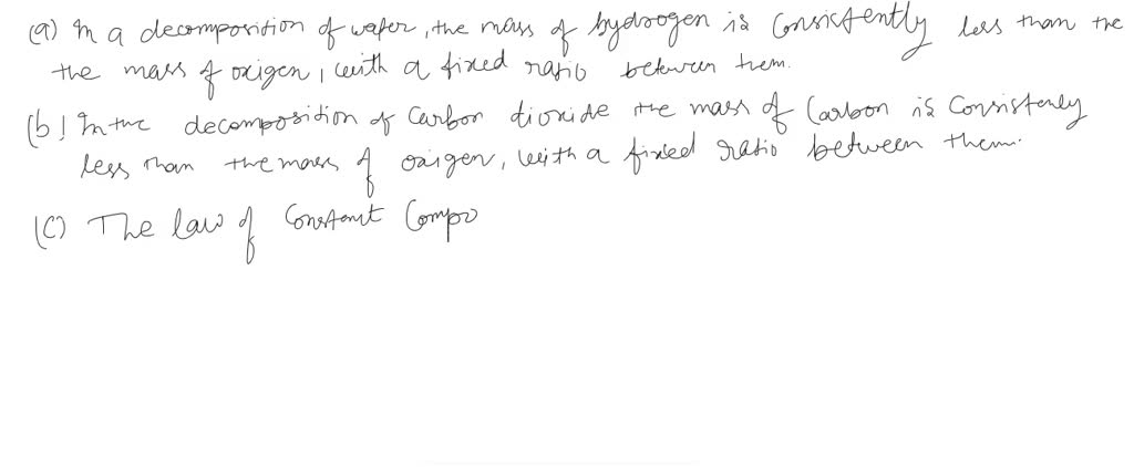 SOLVED: A chemist decomposes several samples of water into hydrogen and oxygen and measures the ...