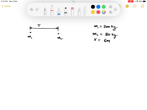 determine the gravitational force if the mass of two bodies are 80 kg ...