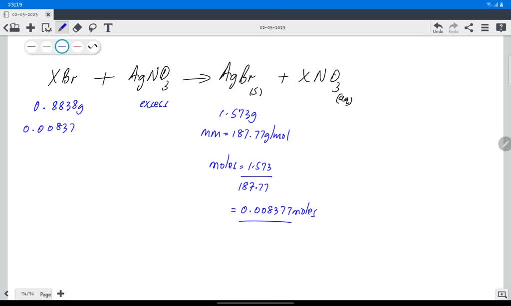 SOLVED: A 0.8838 g sample of an ionic compound containing bromide is dissolved in water and ...