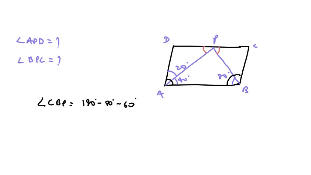 SOLVED: In the figure, ABCD is a parallelogram in which angle DAP = 20Â ...