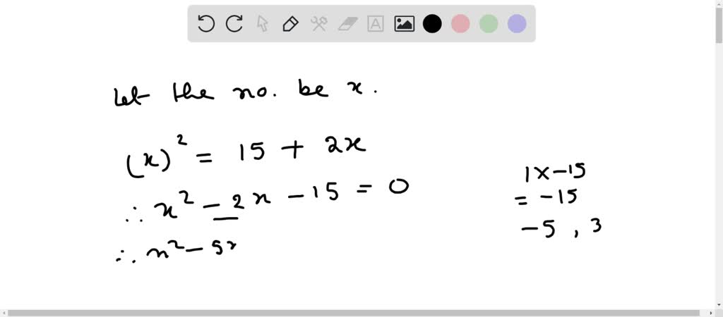 SOLVED: Integer Problem The square of a negative number is fifteen more ...