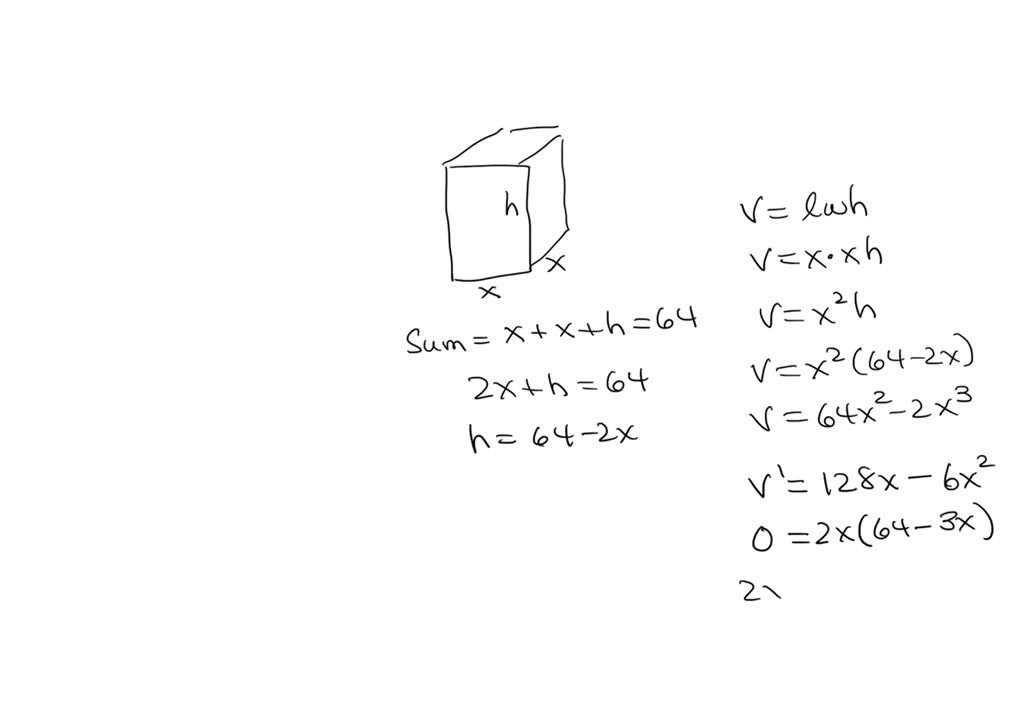 SOLVED: A rectangular box with a square base must have a sum of length, width, and height equal ...