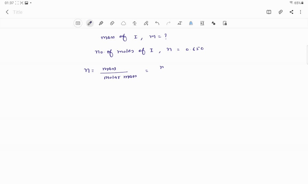 Determine the mass, in grams, of 0.650 moles of I (1 mol of I has a mass of 126.90 g).