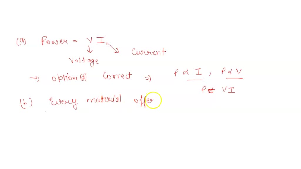 SOLVED: 1. Explain in words the equation for power dissipated by a given resistance. A. Electric ...