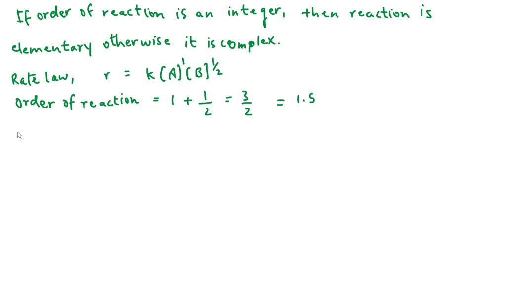 SOLVED: The rate law expression for the reaction is represented as follows: Rate = k [A][B]^(1/2 ...