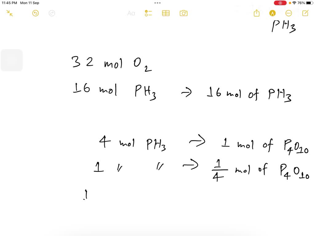 SOLVED: 5. Consider the following reaction: PH3(g) + 8 O2(g) -> P4O10(s ...